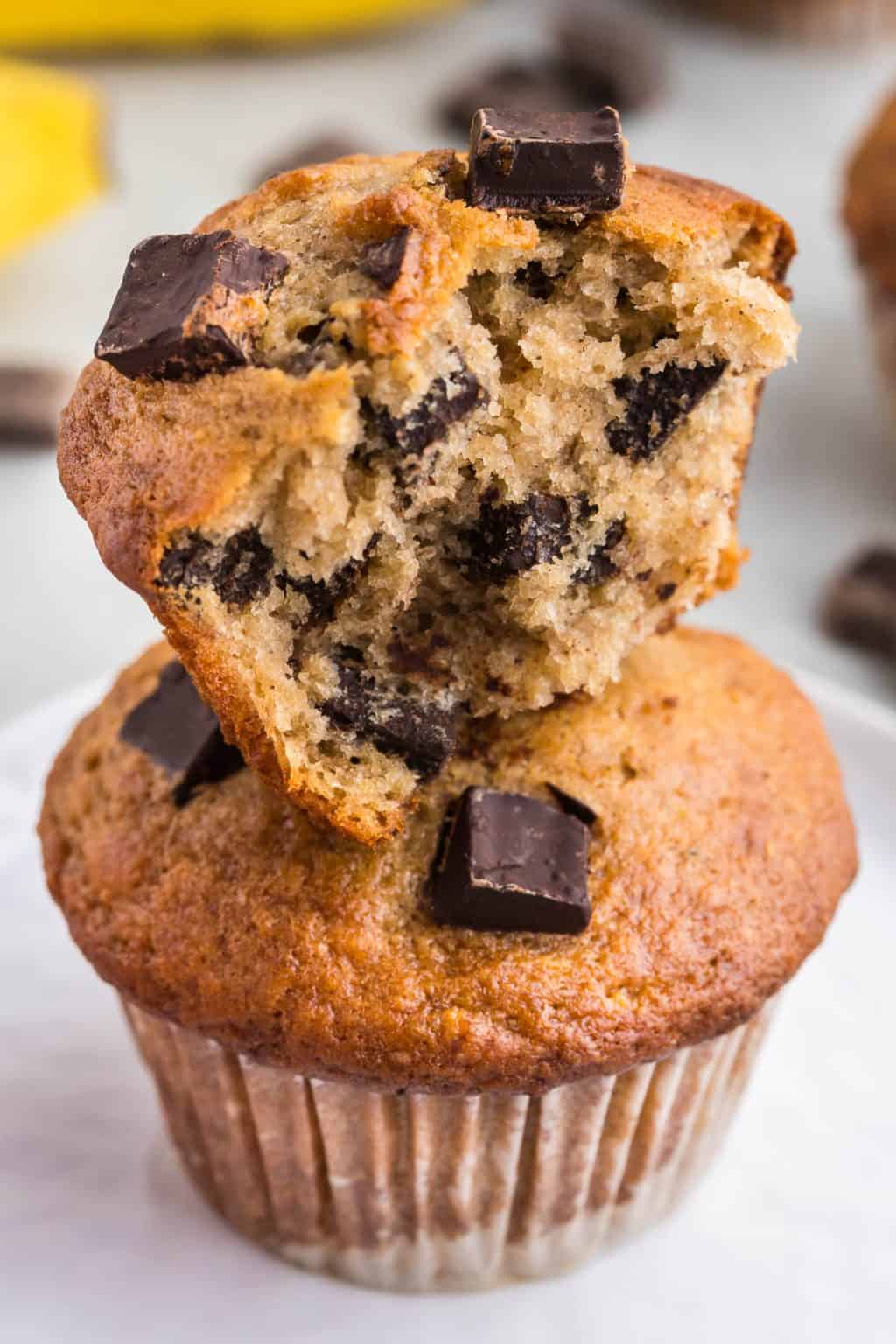 Banana Chocolate Chunk Muffins - The Recipe Nest
