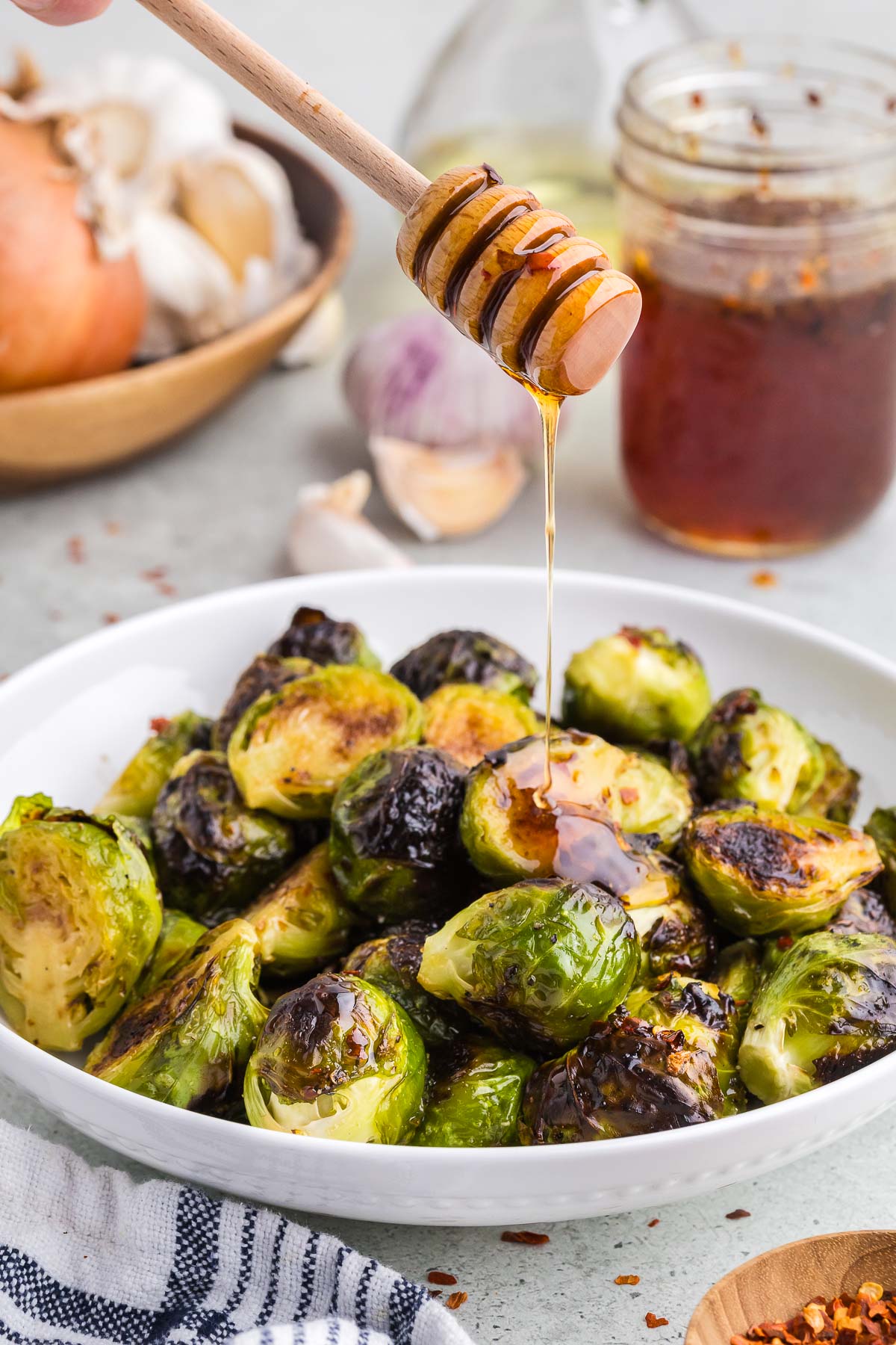 Hot Honey Brussels Sprouts - The Recipe Nest